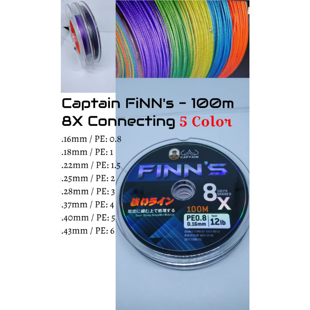 Jual Senar Pancing PE Captain Finn's 8x 100M Connecting 0,16mm 0,18mm 0 ...