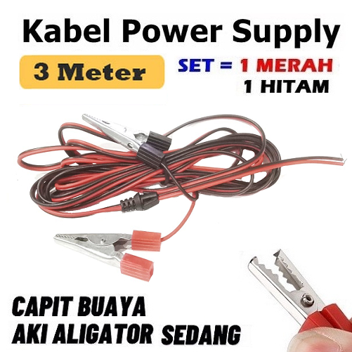 Jual Capit Buaya Dengan Kabel 3 Meter 2A Alligator Clip Buaya Cable ...
