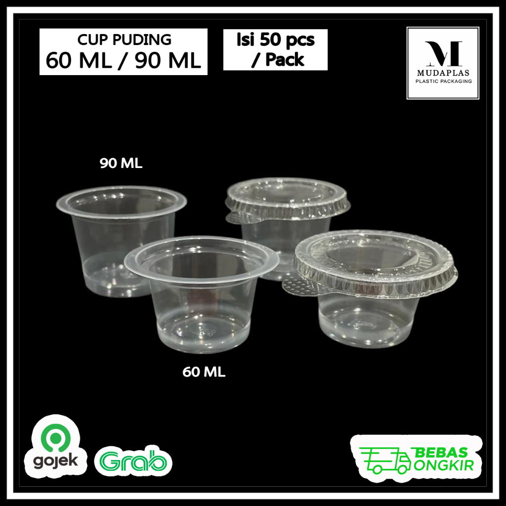 Jual Cup Puding 60 ml 90 ml Gelas Pudding Jelly Plastik isi 50 pcs | Shopee Indonesia