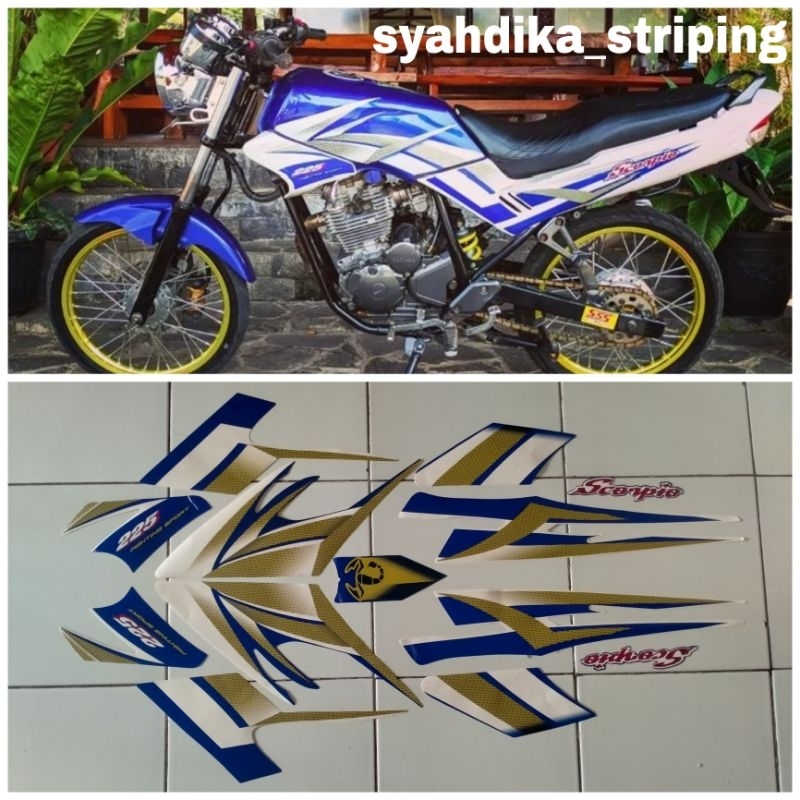 Jual STIKER STRIPING LIS BODY MOTOR YAMAHA SCORPIO STEKO G 2004 BIRU ...