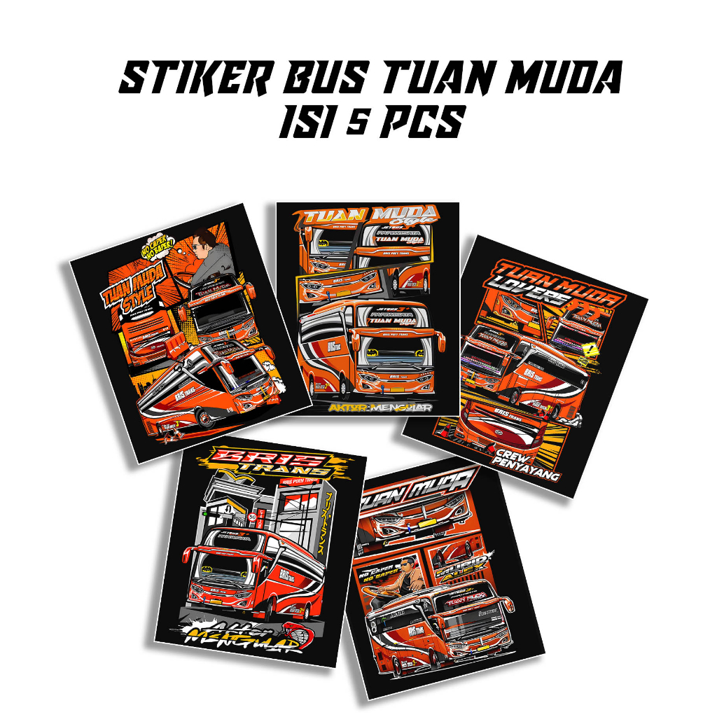 Jual stiker bus tuan muda bris trans isi 5 sticker bis telolet bahan ...