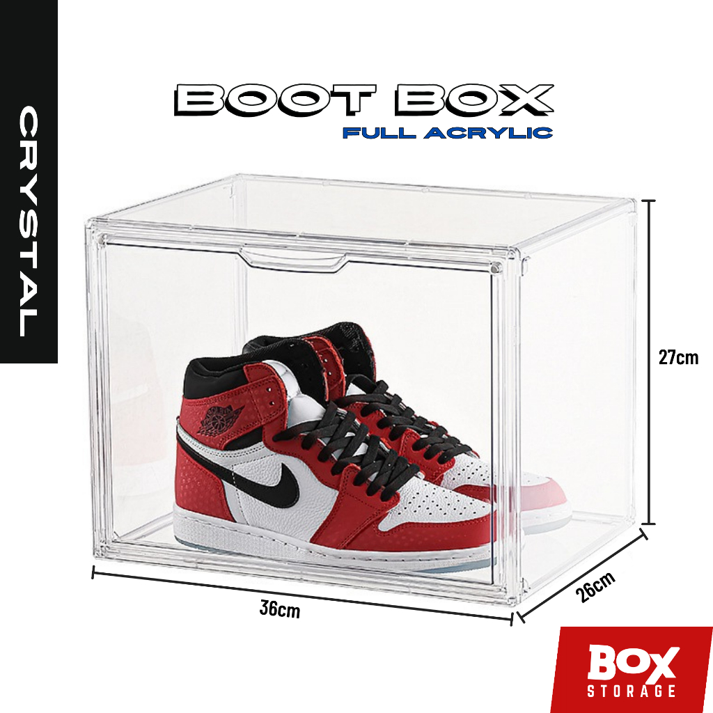 Jual 「CRYSTAL」Boots Box Full Acrylic Display Box Transparent Extra ...