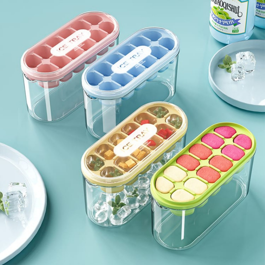 Jual Cetakan Es batu 12 Grid/Kotak Ice cube Container Free Ice Tray box ...