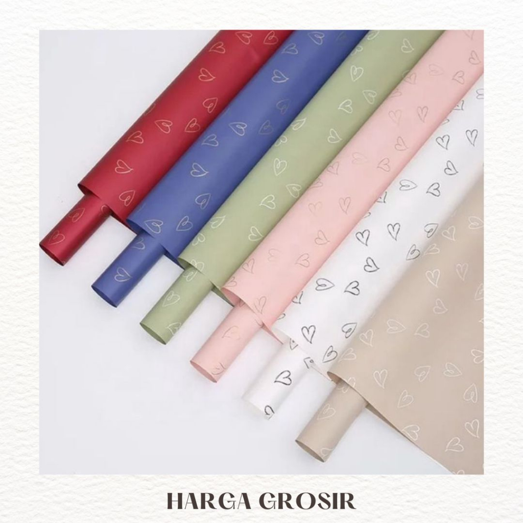 Jual KERTAS BUKET KERTAS KADO MOTIF SOLID LOVE PATTERN FLOWER WRAPPING ...