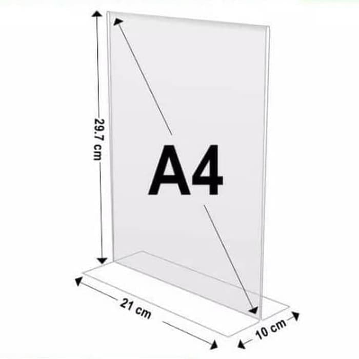Jual Akrilik Stand Ukuran A4 tipe T Potrait - Berdiri 21 x 29,7 cm ...