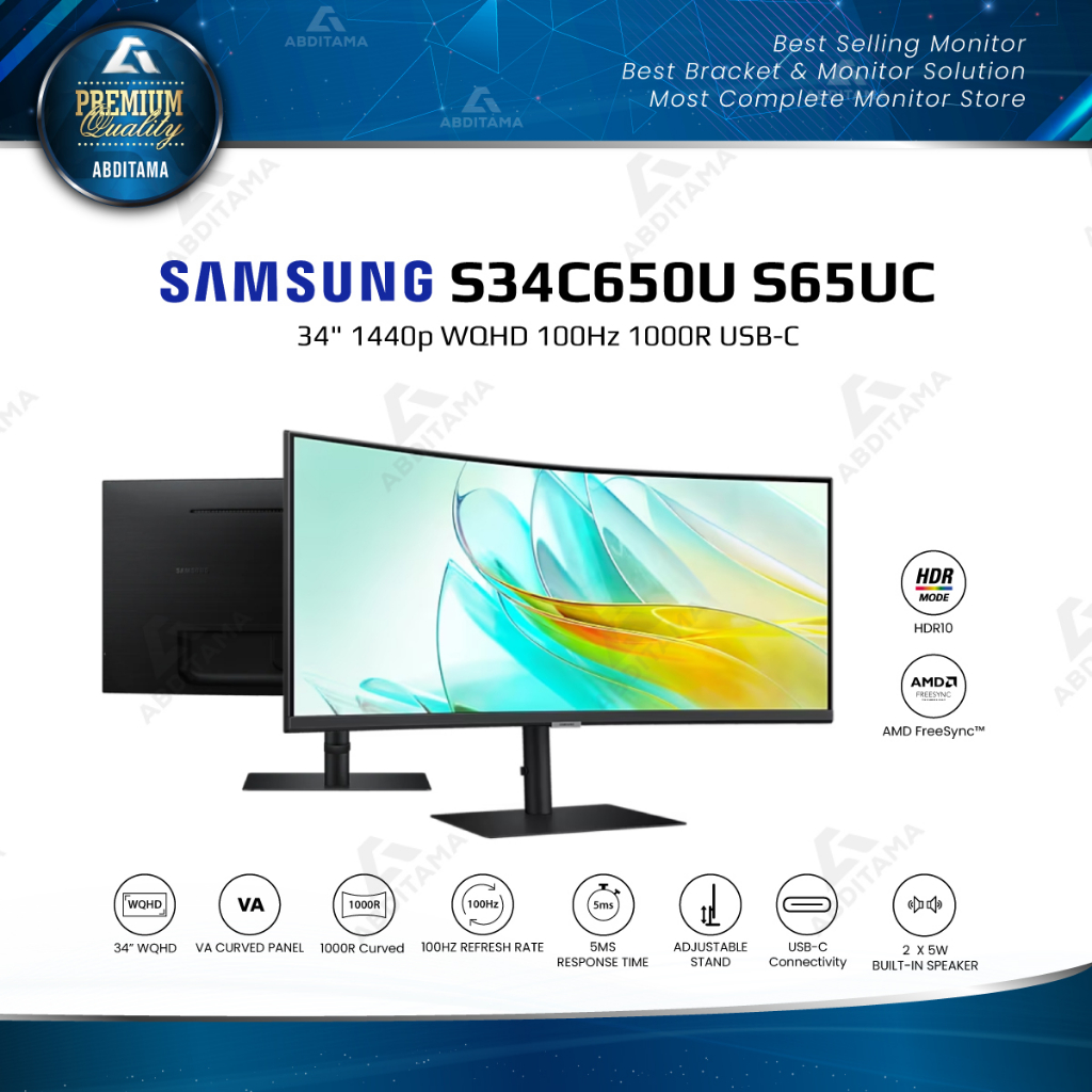 Jual Monitor LED Samsung S34C650U S65UC 34" 1440p WQHD 100Hz 1000R USB ...