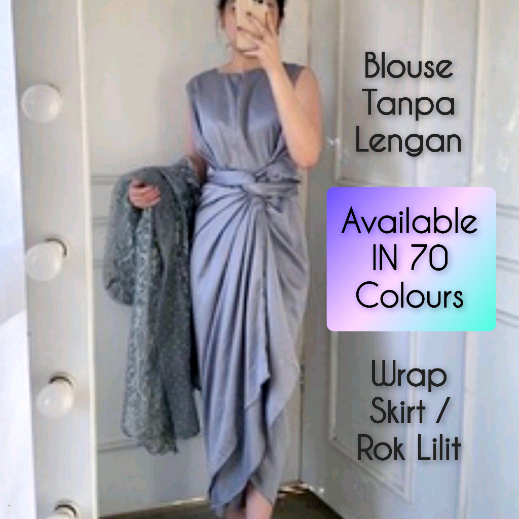 Jual 2in1 Inner Manset Tanpa Lengan / Blouse & Rok Lilit / Wrap Skirt ...