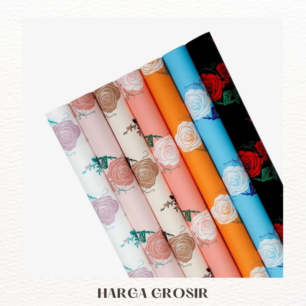 Jual KERTAS BUKET MOTIF MAWAR ROSE PRINTED WRAPPING PAPER / KERTAS ...