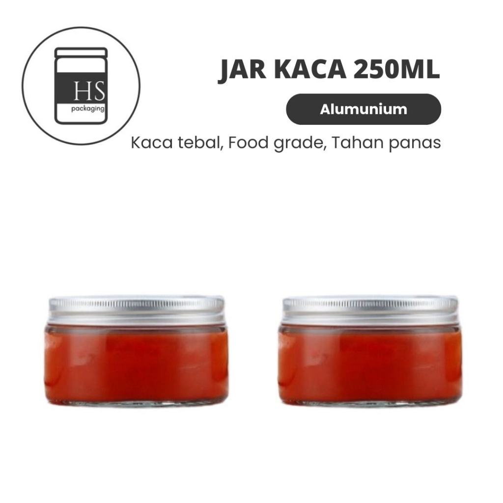 Jual HS PACKAGING - 250ml Toples Kaca / Glass Jar | Shopee Indonesia