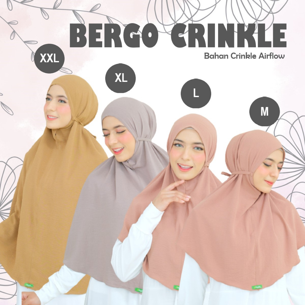 Jual Jilbab Bergo Maryam Crinkle Airflow Premium Size Lengkap | Hijab Instan Bergo Crinkle ...