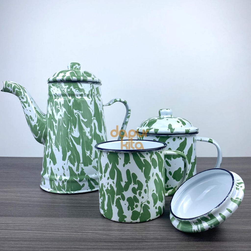Jual Teko Blirik / lurik Jadul SET! (1 Teko Besar + Mug 10cm dan 9 Cm ...