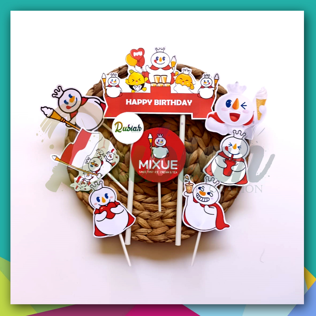 Jual Custom Topper cake Nama Foto Mixue / Hiasan Kue / Tusukan Kue ...