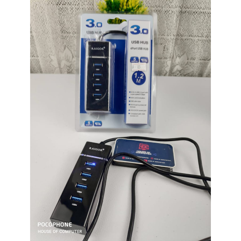 Jual usb hub 4 port usb 3.0 panjang 1 meter super speed blue led ...