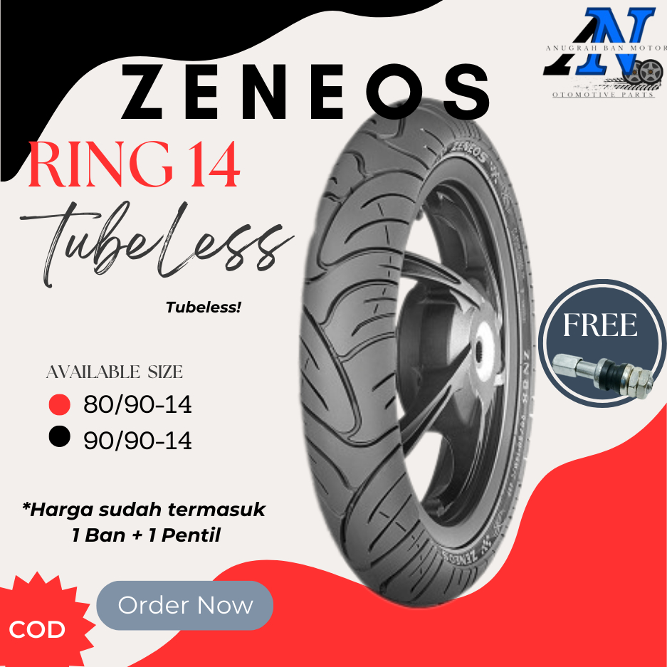 Jual Ban Motor Zeneos Ring 14 uk 90/90-14 80/90-14 ZN77 (Tubeless) Ban ...