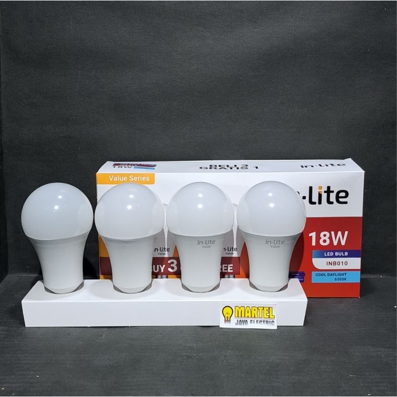 Jual Lampu bohlam led inlite bulb INB010 18 watt paket 3 free 1 putih ...