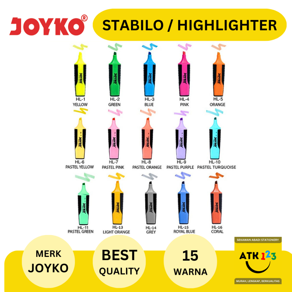 Jual Highlighter / Stabilo Original Merk Joyko | Shopee Indonesia