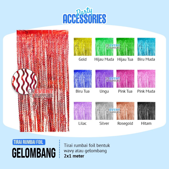 Jual Tirai Rumbai Foil Gelombang Dekorasi Ulang Tahun Wave | Shopee ...
