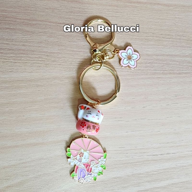 Jual gantungan kunci geisha jepang souvenir keychain maneki neko japan ...