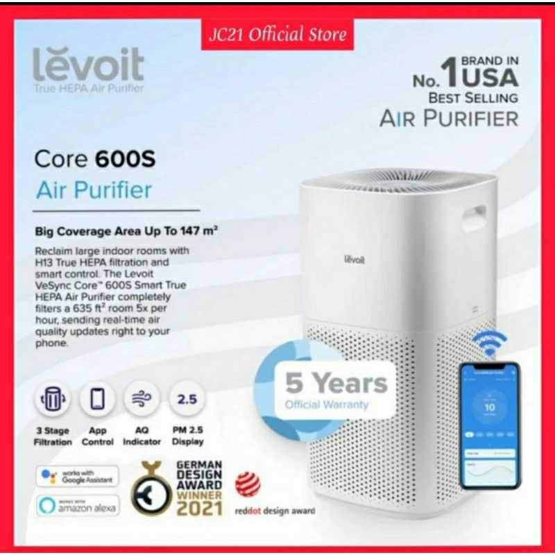 Jual Levoit Core 600S Air Purifier Smart Wifi True Hepa USA Original | Shopee Indonesia