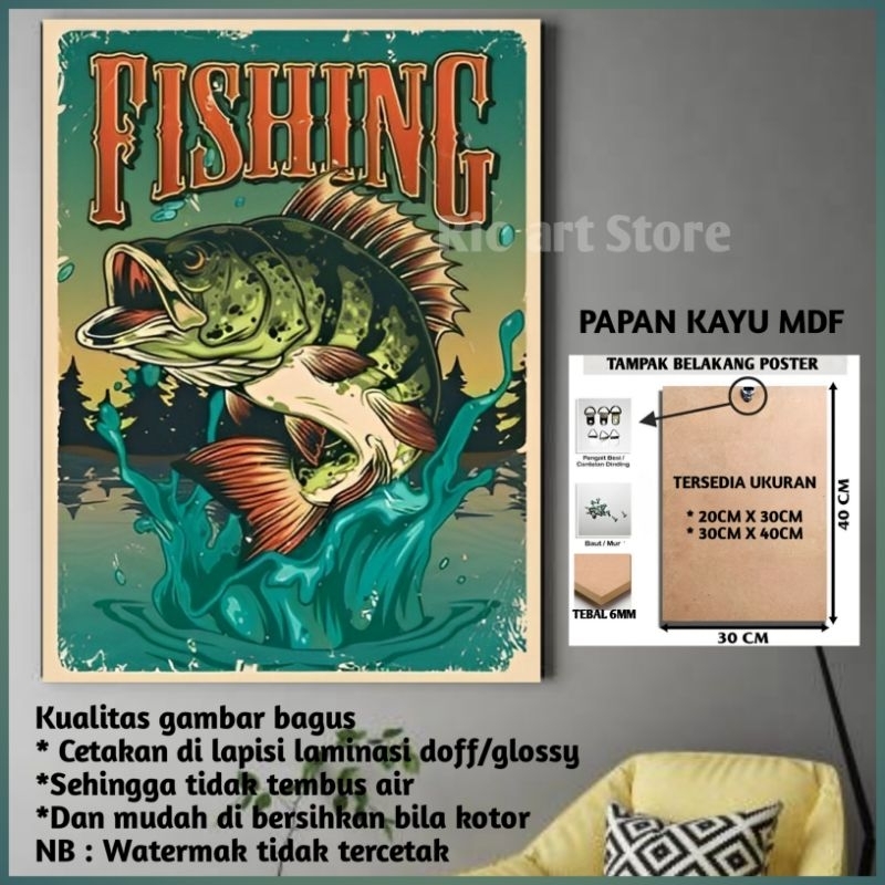 Jual Hiasan dinding bahan papan kayu mdf poster mancing mania untuk ...