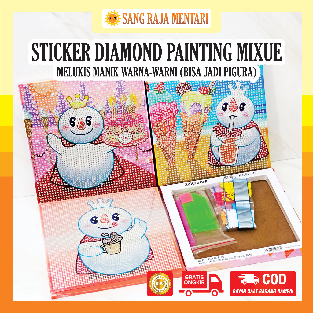 Jual Sticker Mixue Diamond Painting Kit Dapat Bingkai Frame 20x20 cm ...