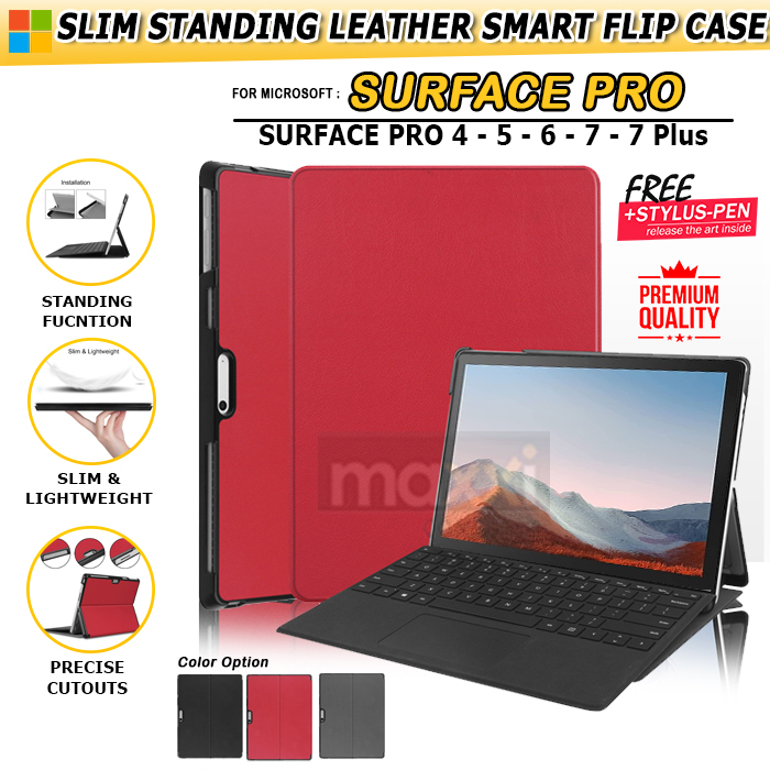 Jual Micosoft Surface Pro 4 5 6 7 7+ Plus Leather Flipcase Bookcover ...