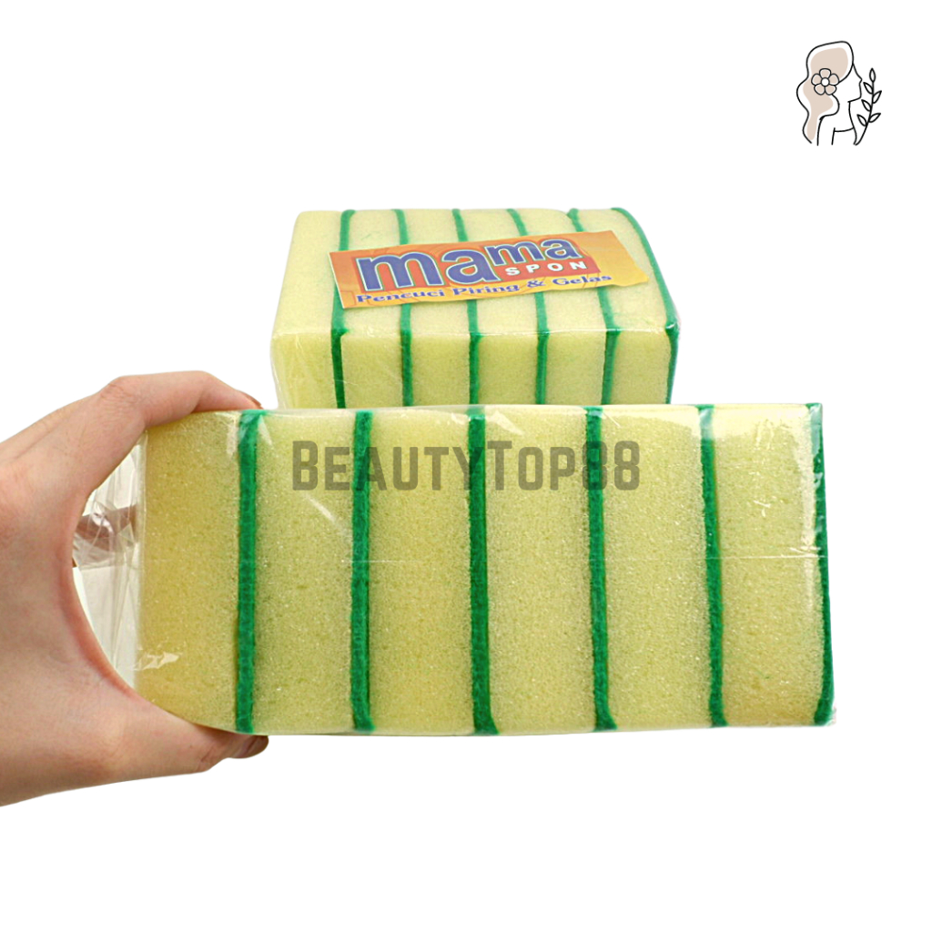Jual [ISI 6 PCS] Spons Cuci Piring Kuning Hijau 2 Sisi Besar MAMA ...