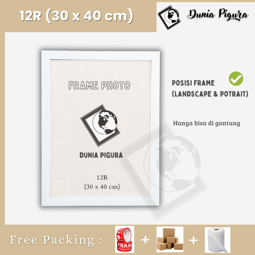 Jual Bingkai Foto 12R (30x40 cm) PAKAI KACA Minimalis / Frame Photo ...