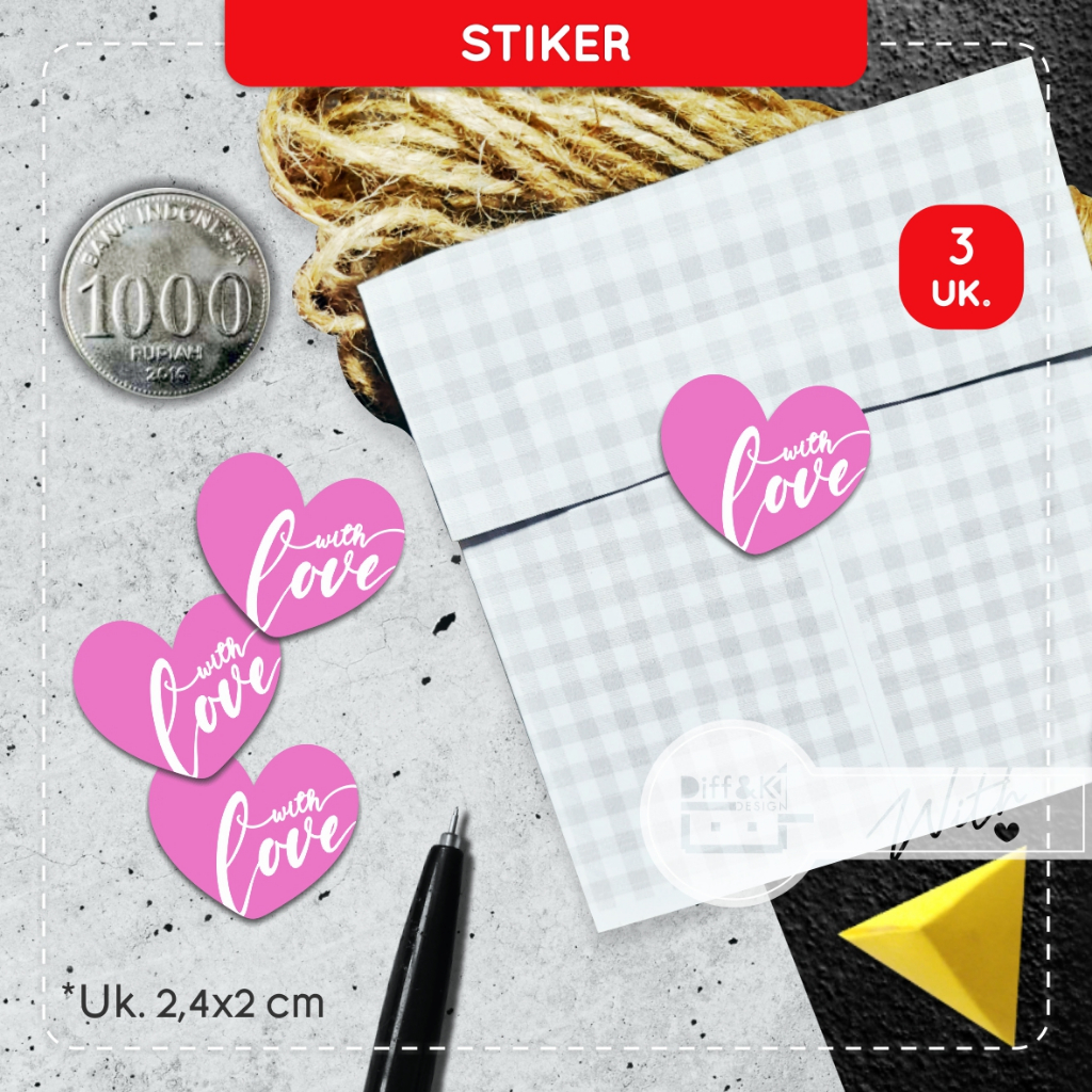 Jual Label Stiker Segel with Love Pink Love Hati Cantik Produk Gift ...
