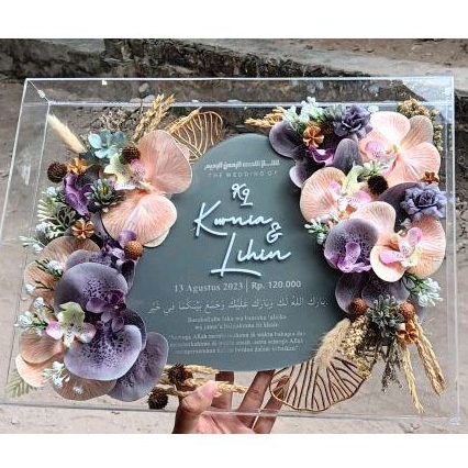 Jual Mahar box akrilik murah free custom warna dan tema bunga, mahar ...