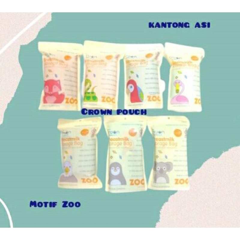 Jual Kantong Asi Crown Breastmilk Storage Bag Zoo / Tempat Penyimpanan ...