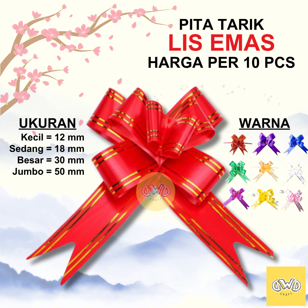 Jual Pita TARIK LIS EMAS Serut Parcel Kado Souvenir GOLD STRIPE LACE ...