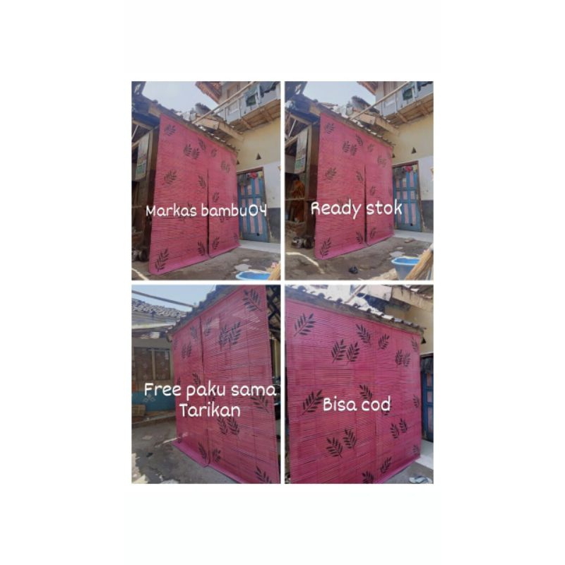 Jual MG-kerai tirai bambu gulung motip bunga latar ping tirai gulung ...