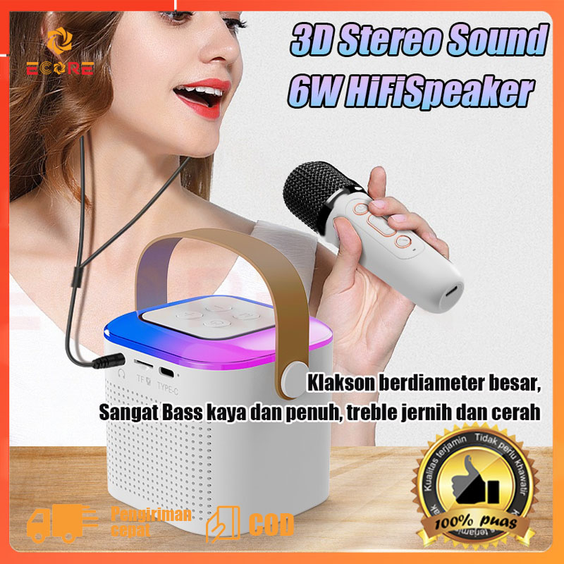 Jual Ecore 2 Mic Speaker karaoke bluetooth mini ori full bass RGB ...