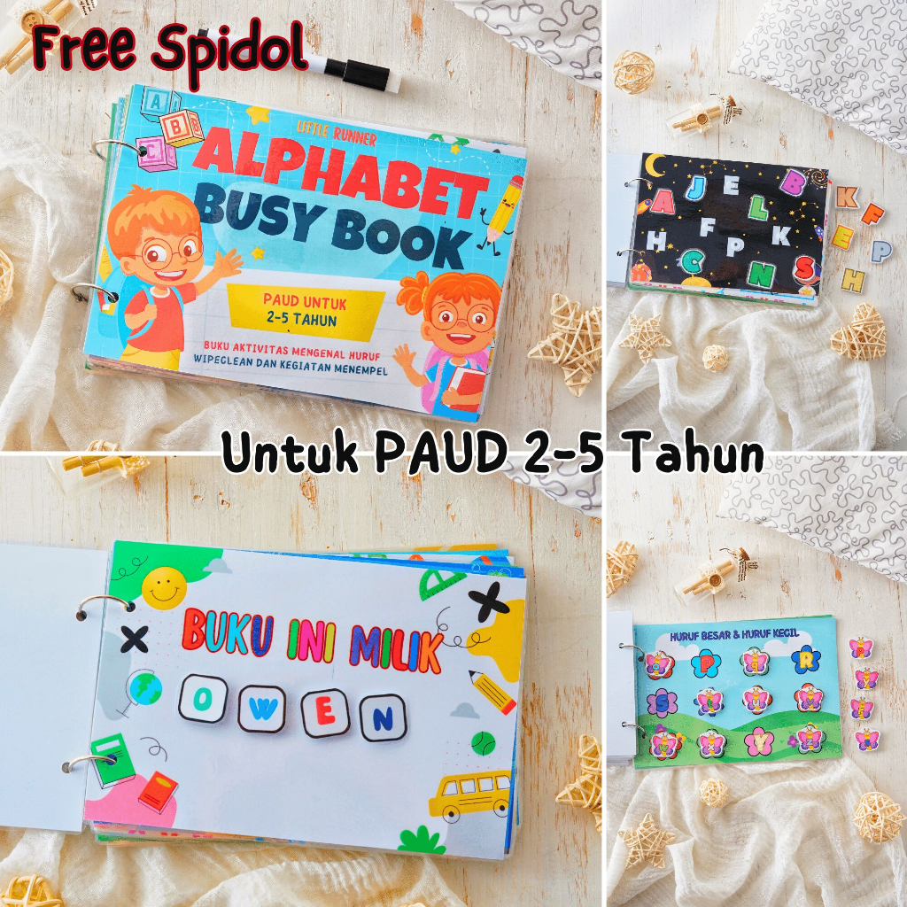 Jual Busy Book Mengenal Alphabet / Busy Book Huruf Anak 2 tahun, 3 ...