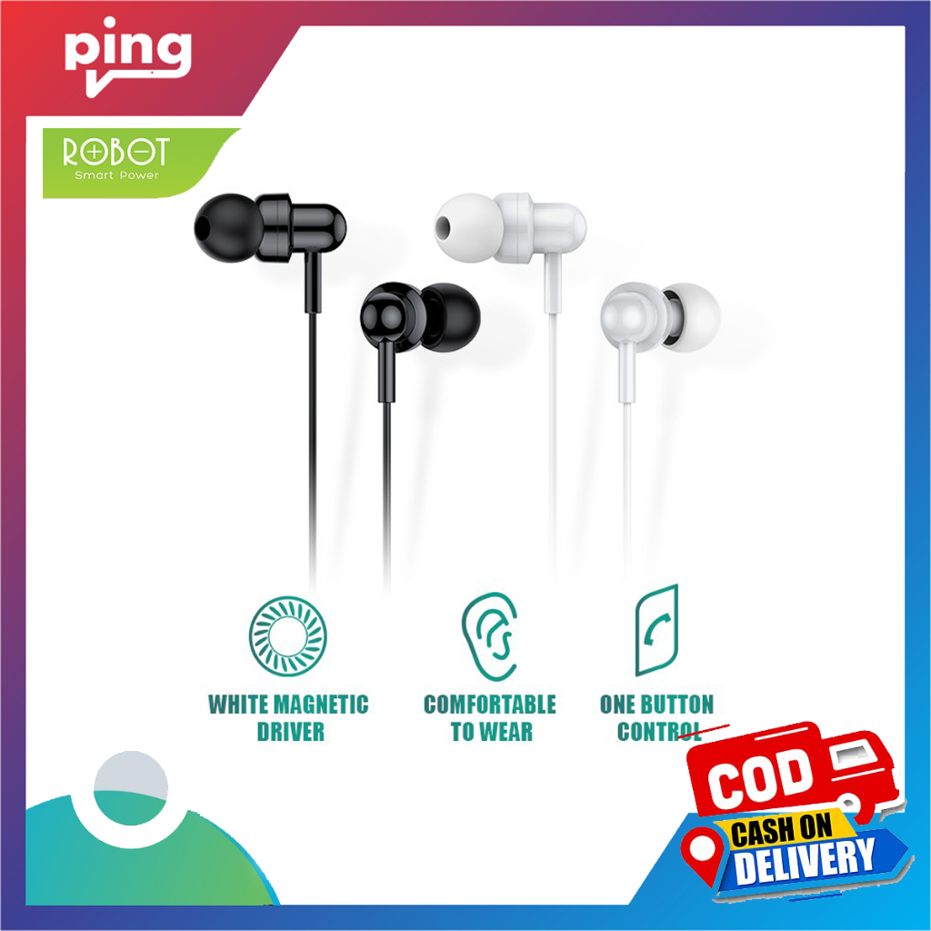 Jual Robot Headset Wired RE20 In-Ear Earphone Bass Smartphone With Mic ...
