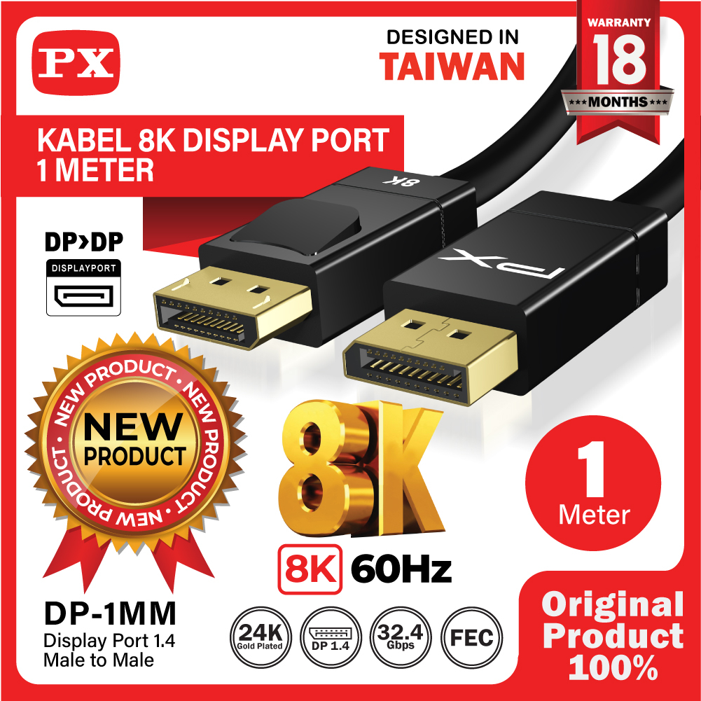 Jual Kabel DP Display Port Male to Male Laptop Monitor UHD 8K 1M PX DP ...