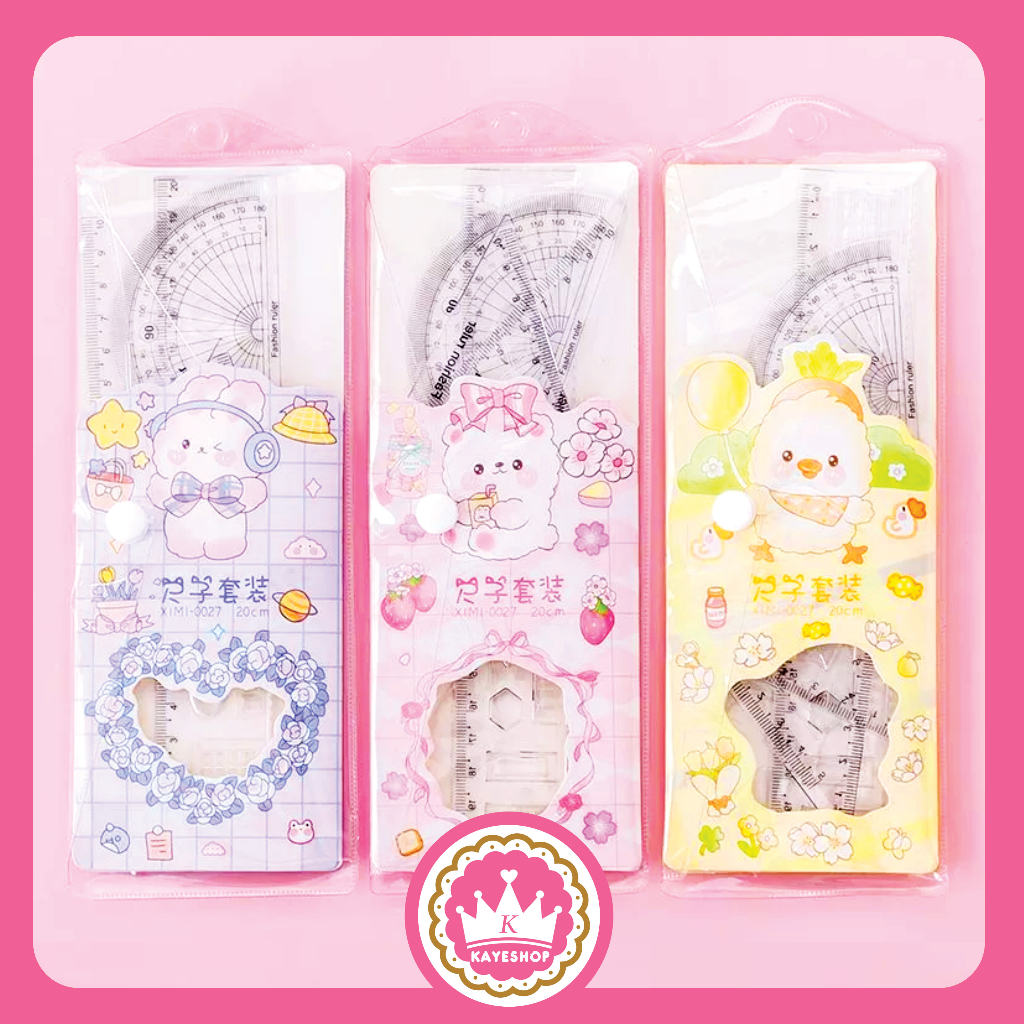 Jual Penggaris Set Dapat 4 macam | Panjang 20cm Segitiga Busur Derajat ...