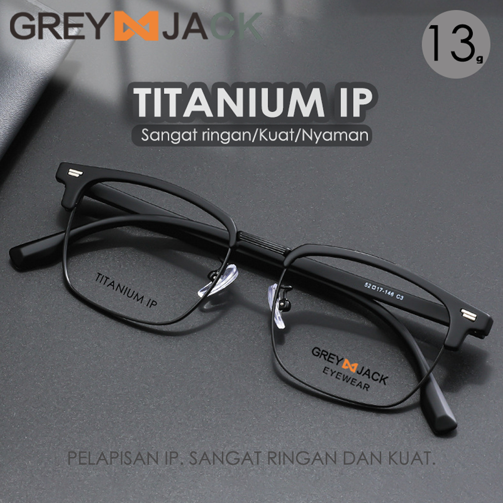 Jual Grey Jack Frame Kacamta Model Kotak Style Simple Bahan Titanium ...