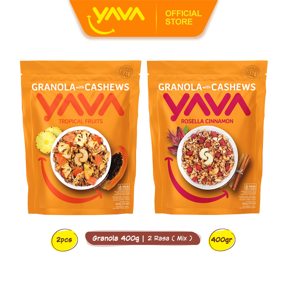 Jual YAVA Paket Granola Tropical Fruits & Rosella Cinnamon (2 x 400g ...