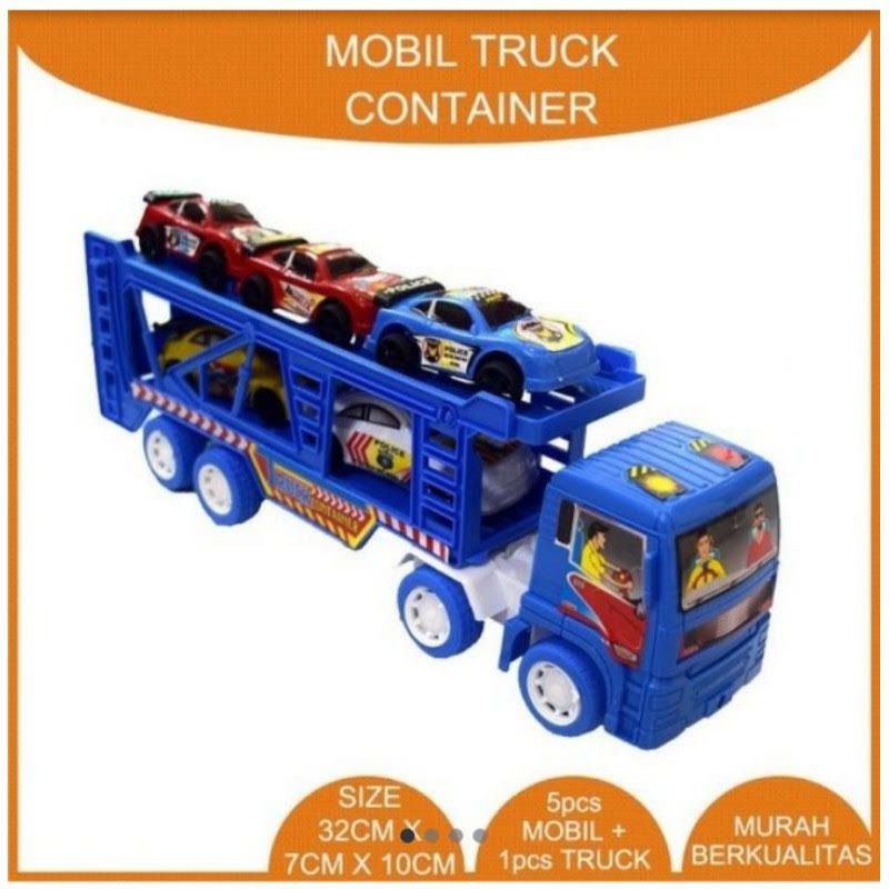 Jual Mainan Anak Truk Container Pengangkut Mobil Kecil - Mobil Trailer ...