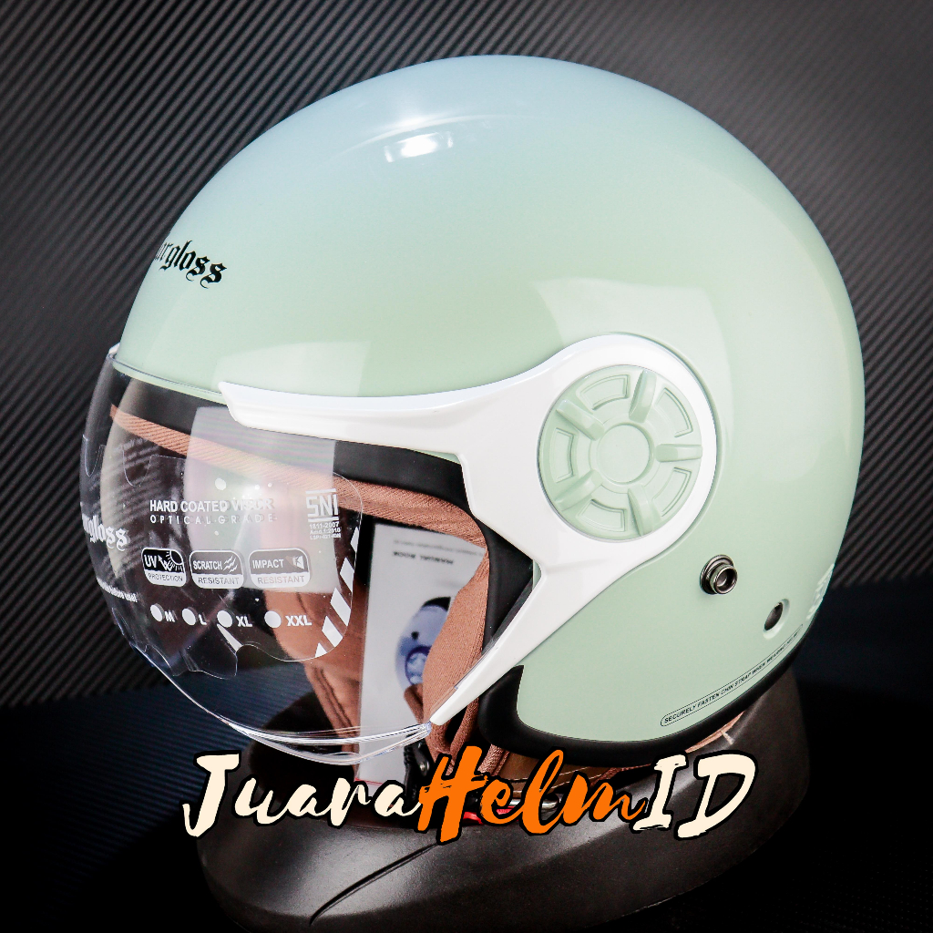 Jual CARGLOSS HELM YRH HIJAB / S GREEN WHITE / YR RETRO CARGLOS ...