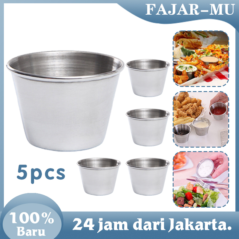 Jual Sauce Cup Stainless Steel 5pcs Tempat Saus Mini Wadah Saus 60ml ...