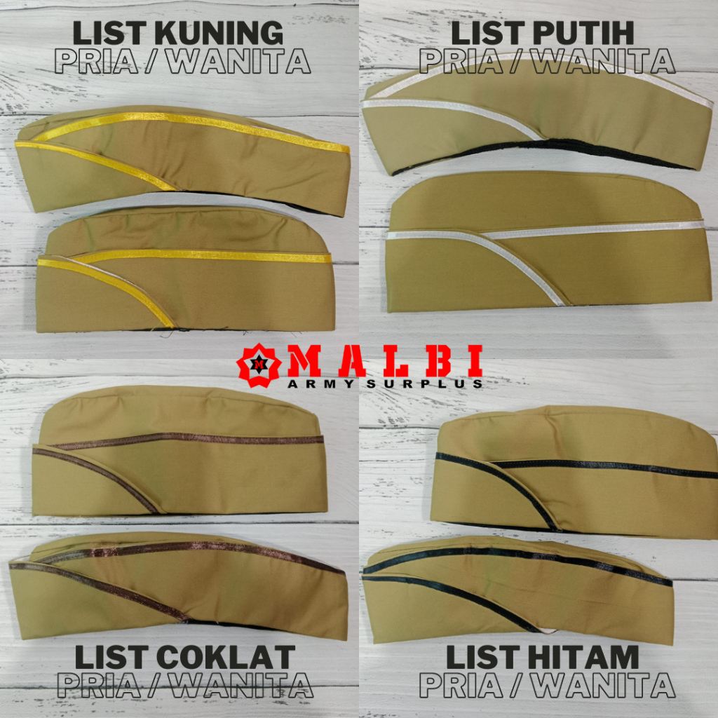 Jual Topi Mut PNS Halus Peci Muts ASN Mutz Coklat Lis Kuning Putih ...