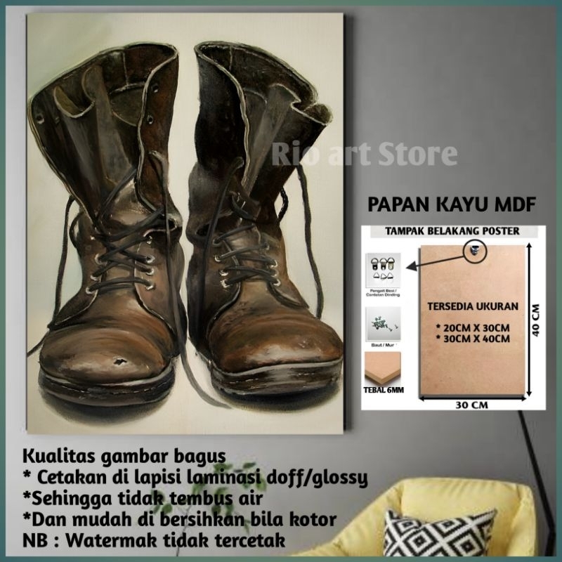 Jual Poster sepatu boot butut untuk hiasan dinding atau wall dekor ...