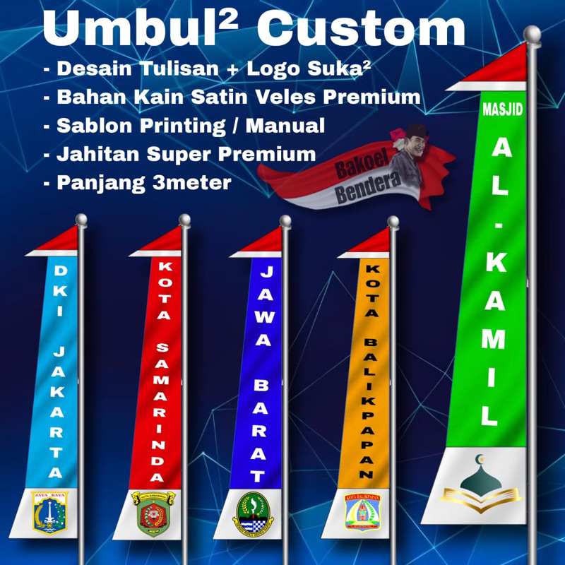 Jual Umbul umbul Custom / Bendera Custom 3meter (Premium) | Shopee ...