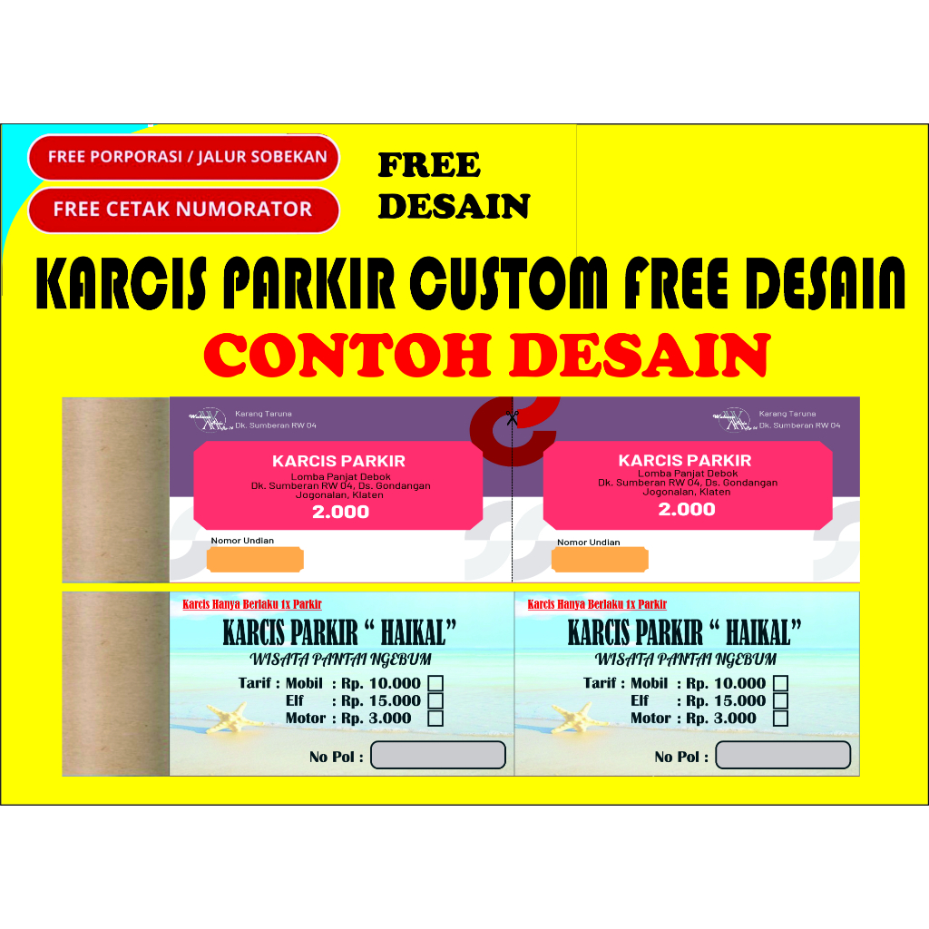 Jual CETAK KUPON / KARCIS PARKIR CUSTOM | Shopee Indonesia