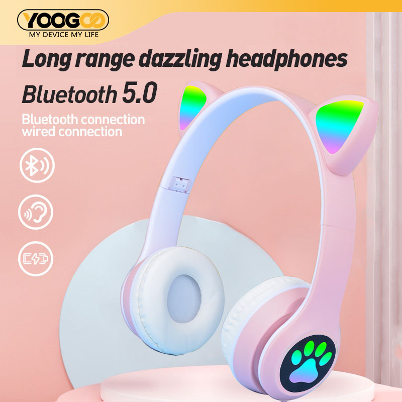 Jual Headset Kucing LED TWS Bluetooth 5.0 Headphone LED Headset True ...