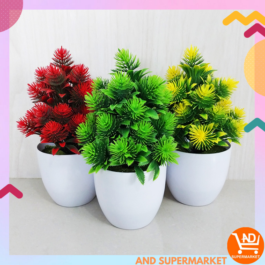 Jual Bunga Hiasan Bonsai Plastik Pot Tanaman Hias Artificial Flowers ...
