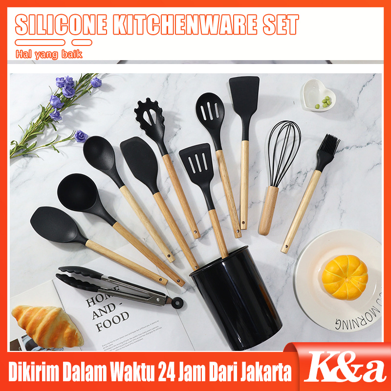 Jual Set 12pcs Spatula Steak Clip Set Oil Brush Kitchen Cooking Wadah Spatula Peralatan Masak ...